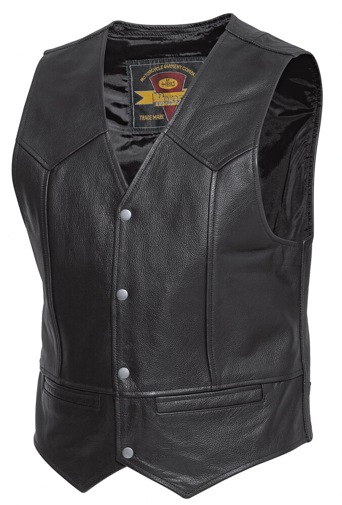 Held Dillon Leather Vest Black 001 - Worldwide Shipping!