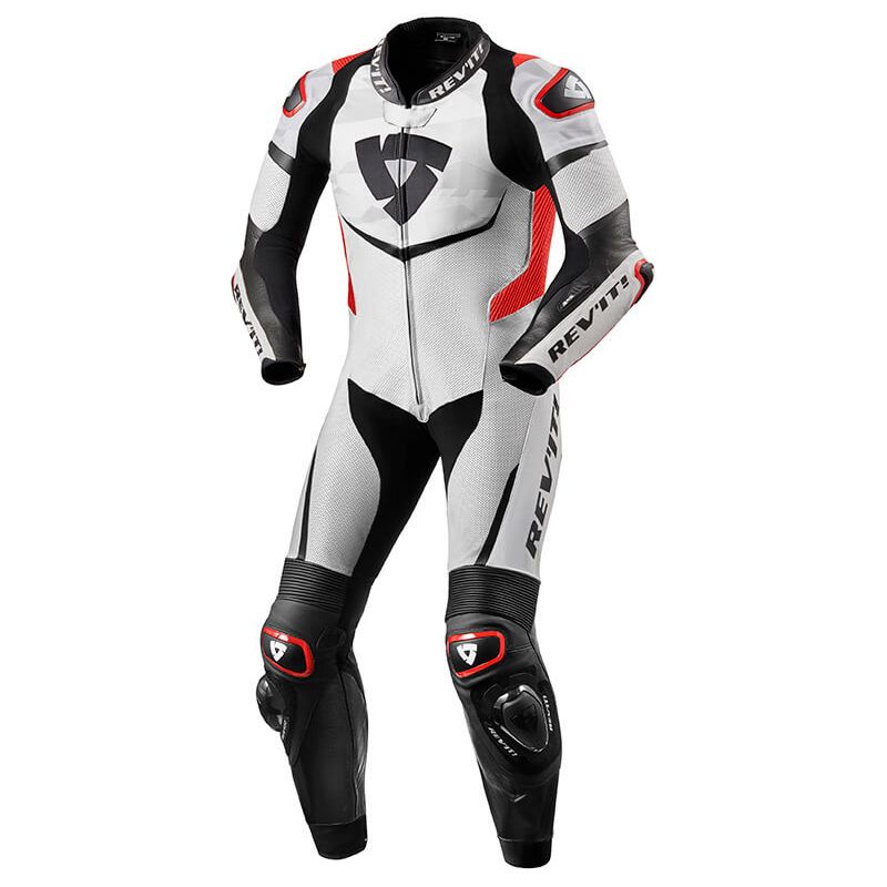 REV'IT Scorpio One Piece White/Red - Worldwide Shipping!